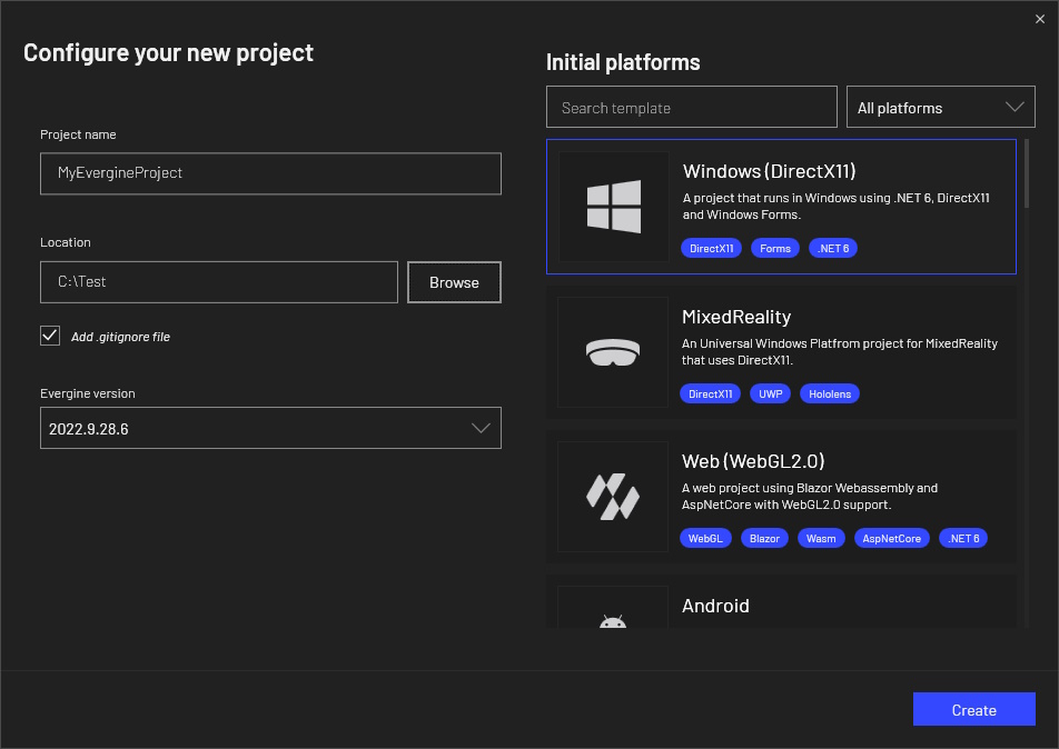 Create a New Project | Evergine Doc Create a New Project | Evergine Doc